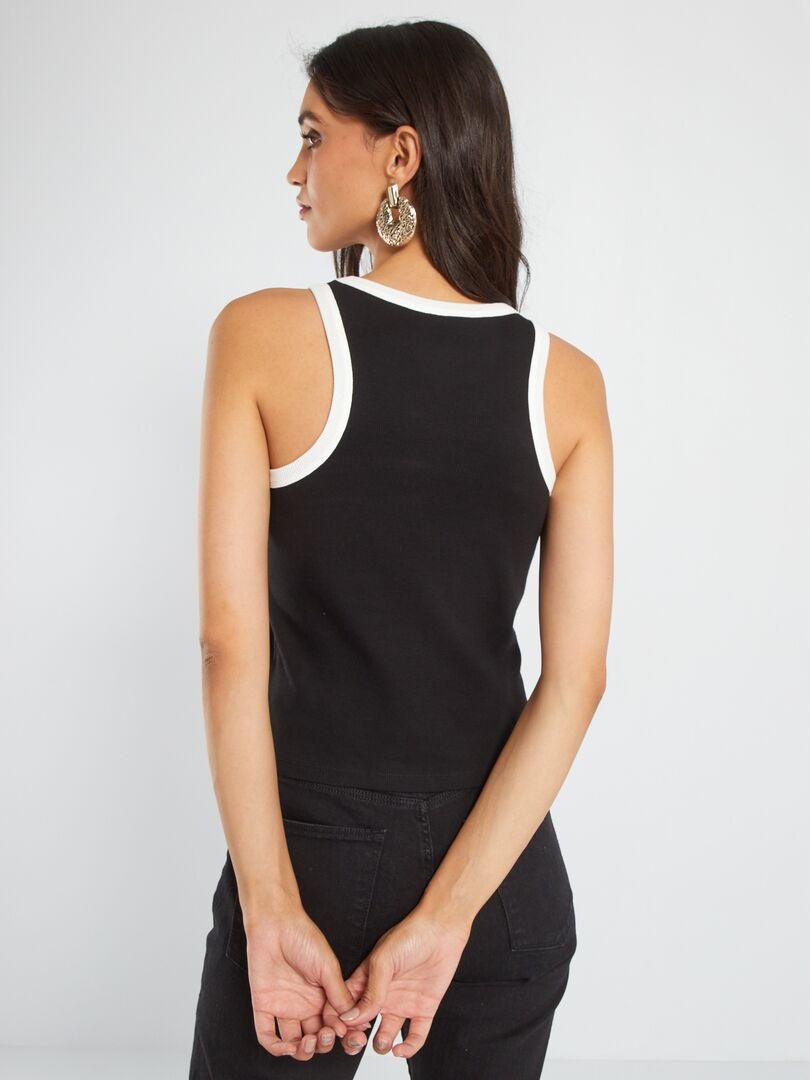 Débardeur aux emmanchures contrastées - noir - Kiabi - 5.00€