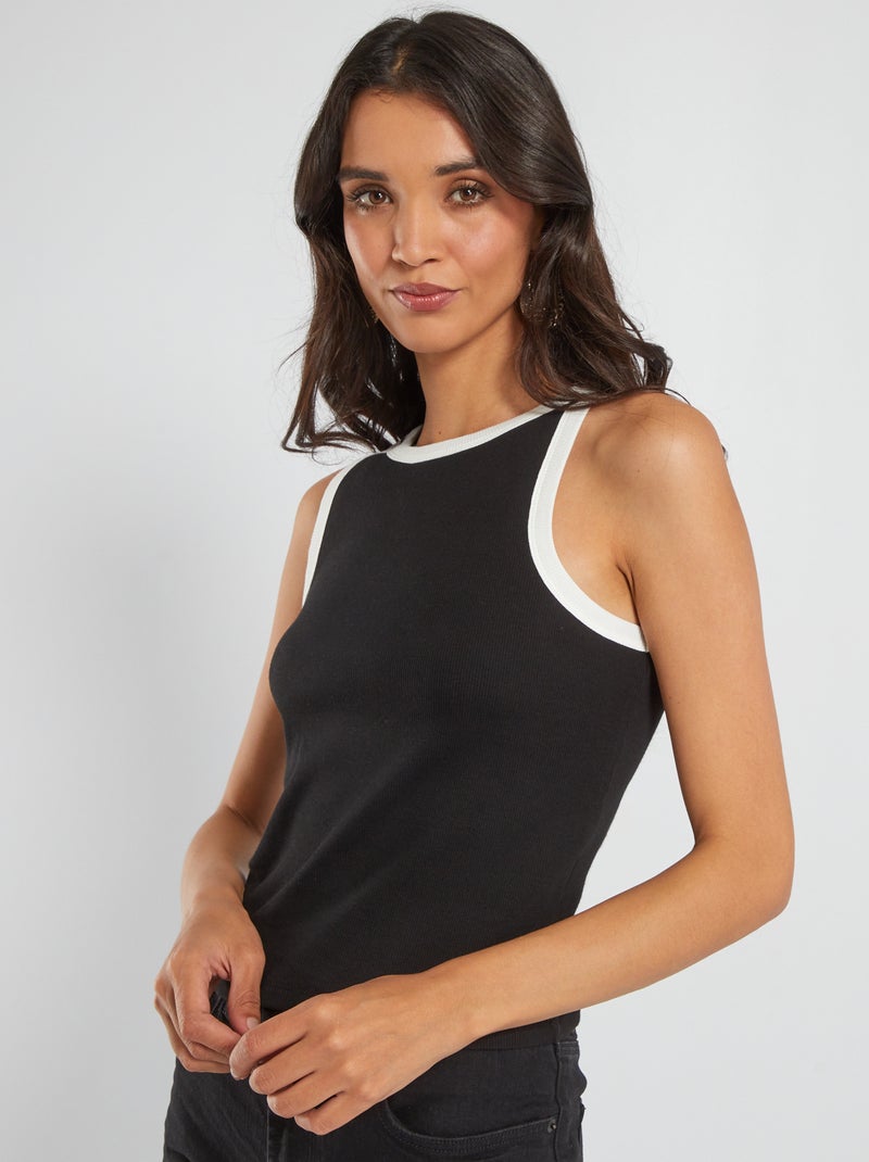 Débardeur aux emmanchures contrastées - noir - 5.00€ - Kiabi