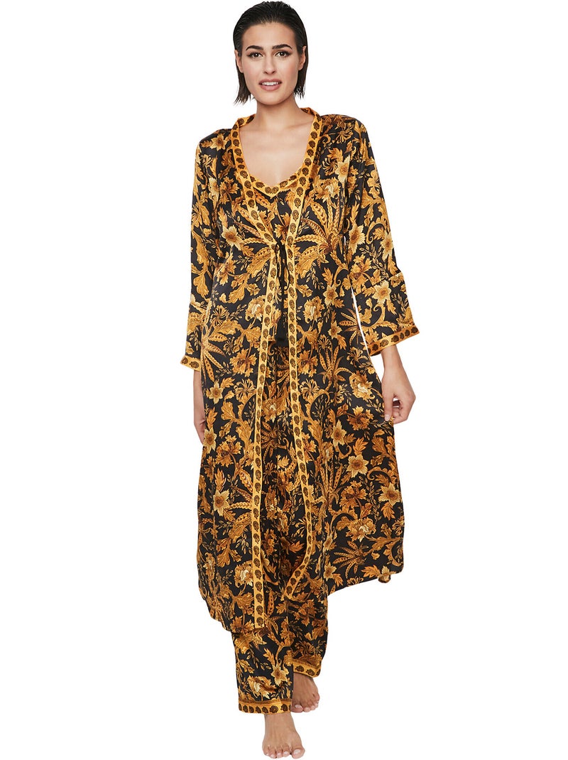 Déshabillé long P117 ACANTHUS - Noir - Femme - 91.20€ - Kiabi