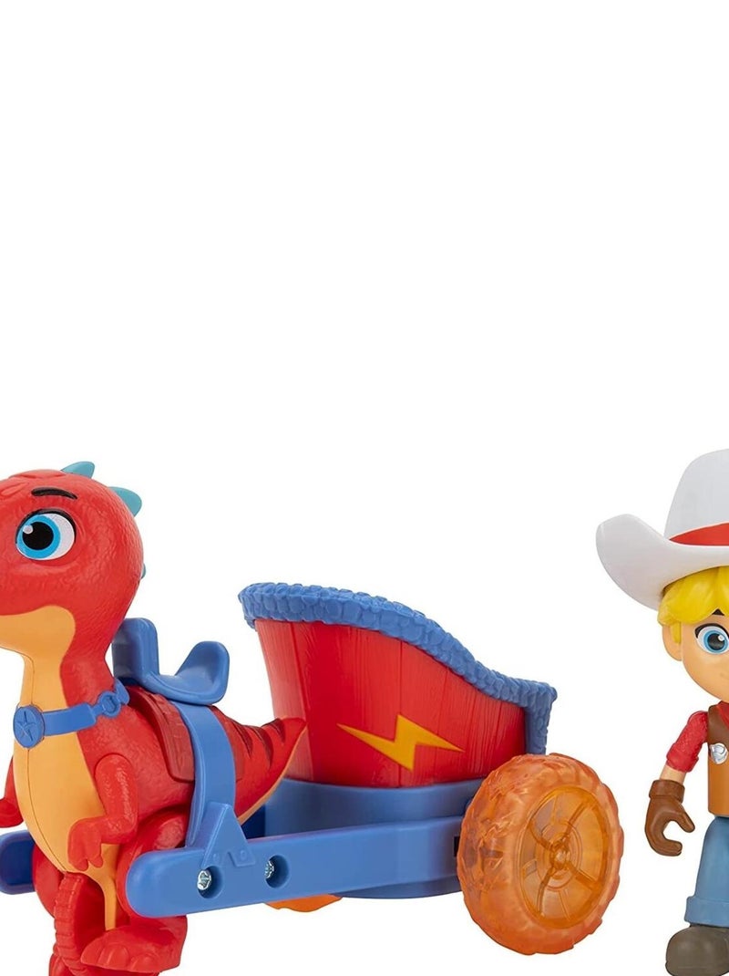 Dino Ranch Jon et Blitz Véhicule Chariot - avec fonction de rétraction ...