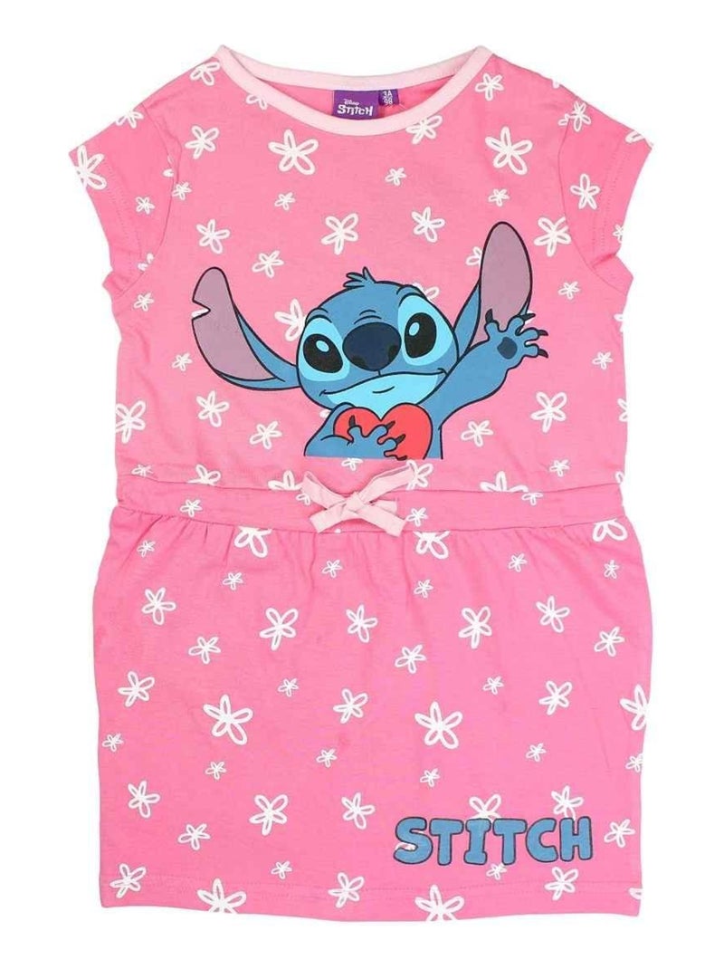 Disney - Robe fille imprimé Lilo Et Stitch en coton - Rose - Kiabi - nu€