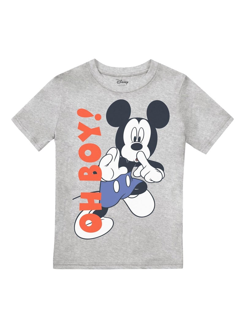 Disney - T-shirt motif Mickey Mouse OH BOY! - Gris chiné - Garçon - 18. ...
