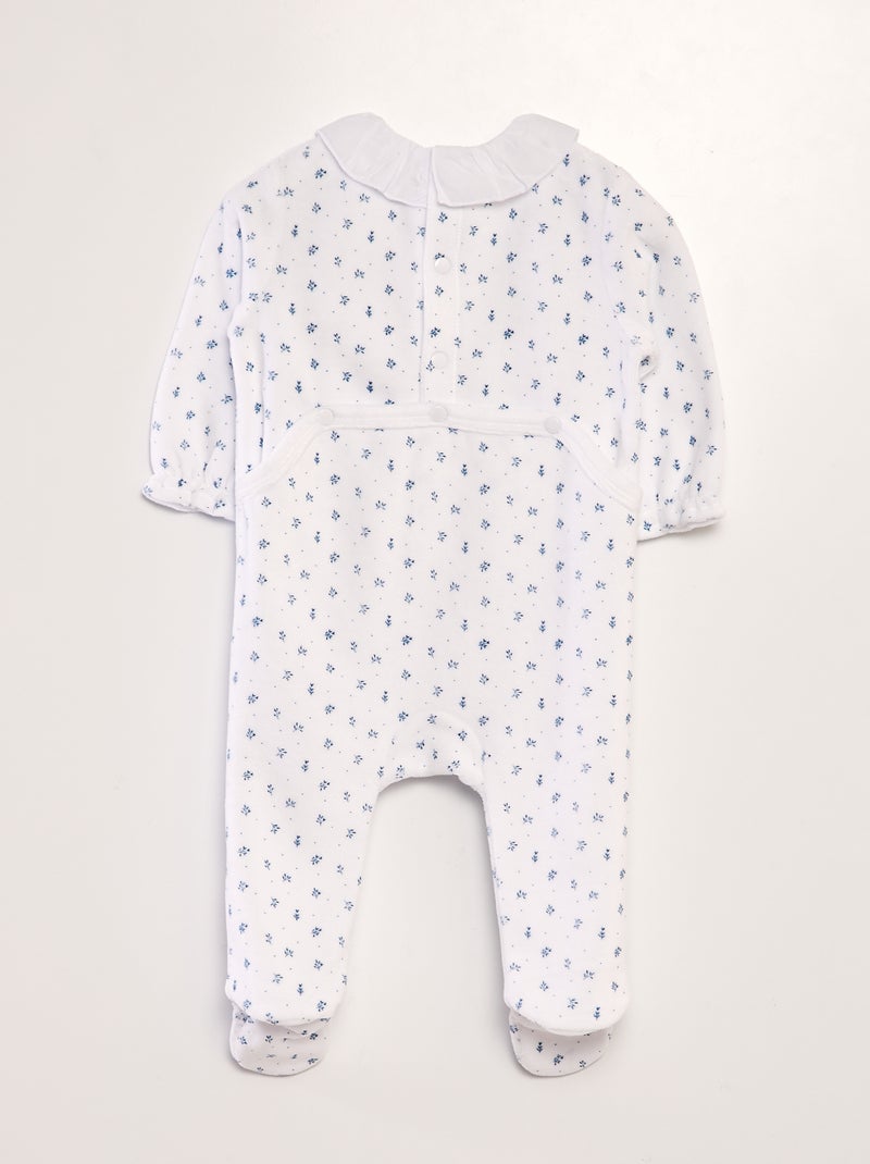 Dors-bien en velours imprimé à fleurs - Blanc - Bébé fille - 3.90€ - Kiabi
