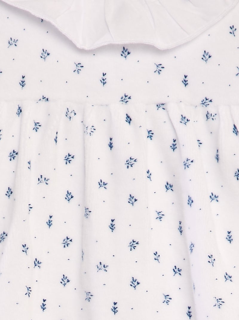 Dors-bien en velours imprimé à fleurs - Blanc - Bébé fille - 3.90€ - Kiabi
