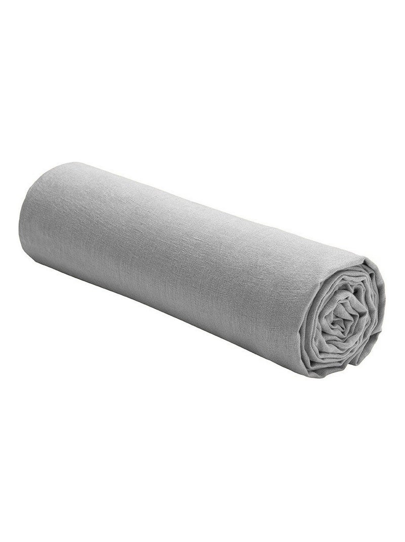 Drap housse 100% Lin Lavé - Gris clair - 0.00€ - Kiabi