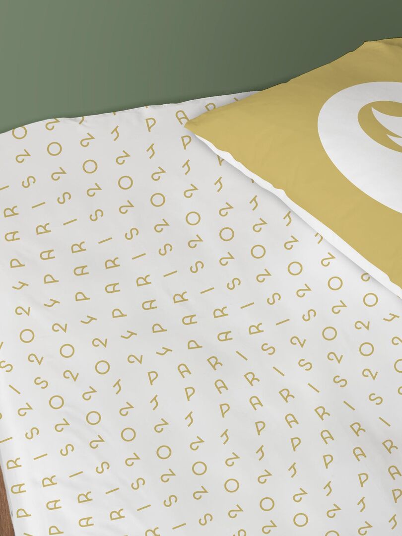 Drap-housse imprimé 100% coton, PARIS 2024 JEUX OLYMPIQUES LOGO - Blanc ...
