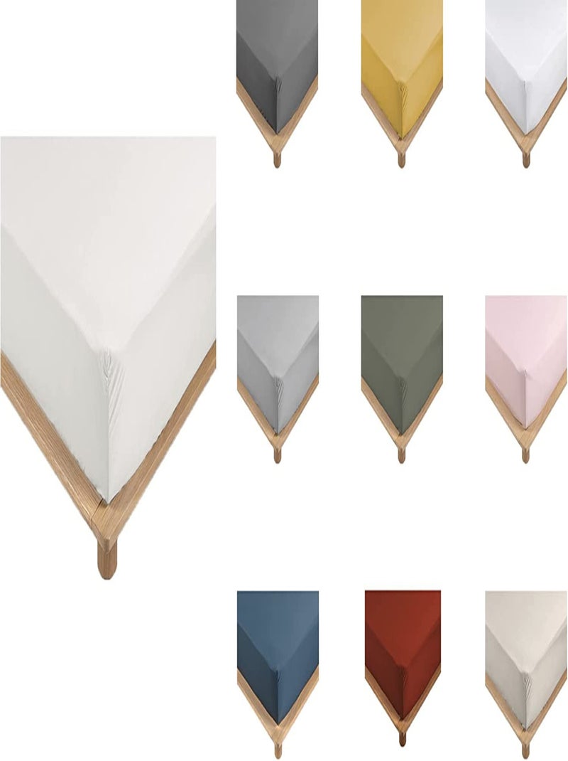 Drap-housse percale blanc 160 x 200 cm avec bonnet - Promo Linge - Blanc - Adulte - 23.00€ - Kiabi