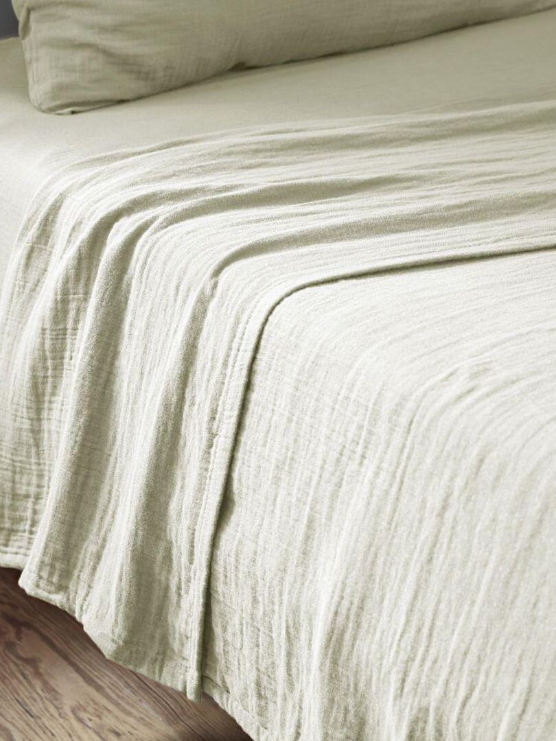 Drap plat en double Gaze de coton - Vert clair - Kiabi - 64.99€