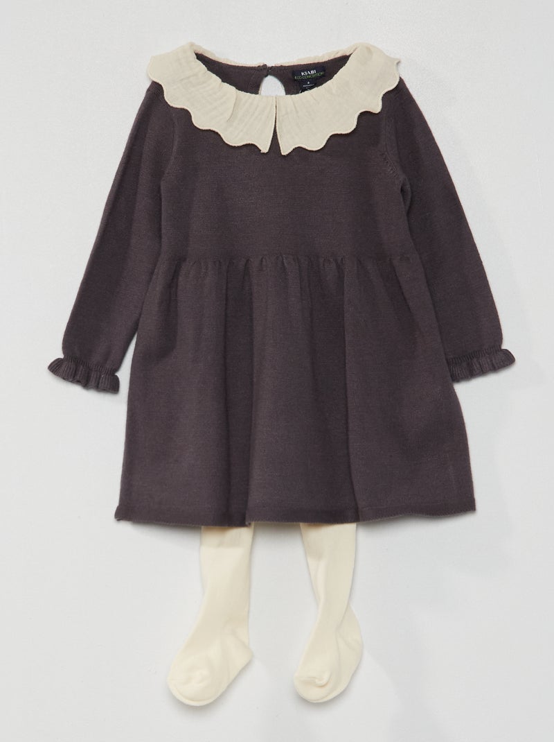 Ensemble 2 pièces - Robe + collants - Gris - 16.00€ - Kiabi