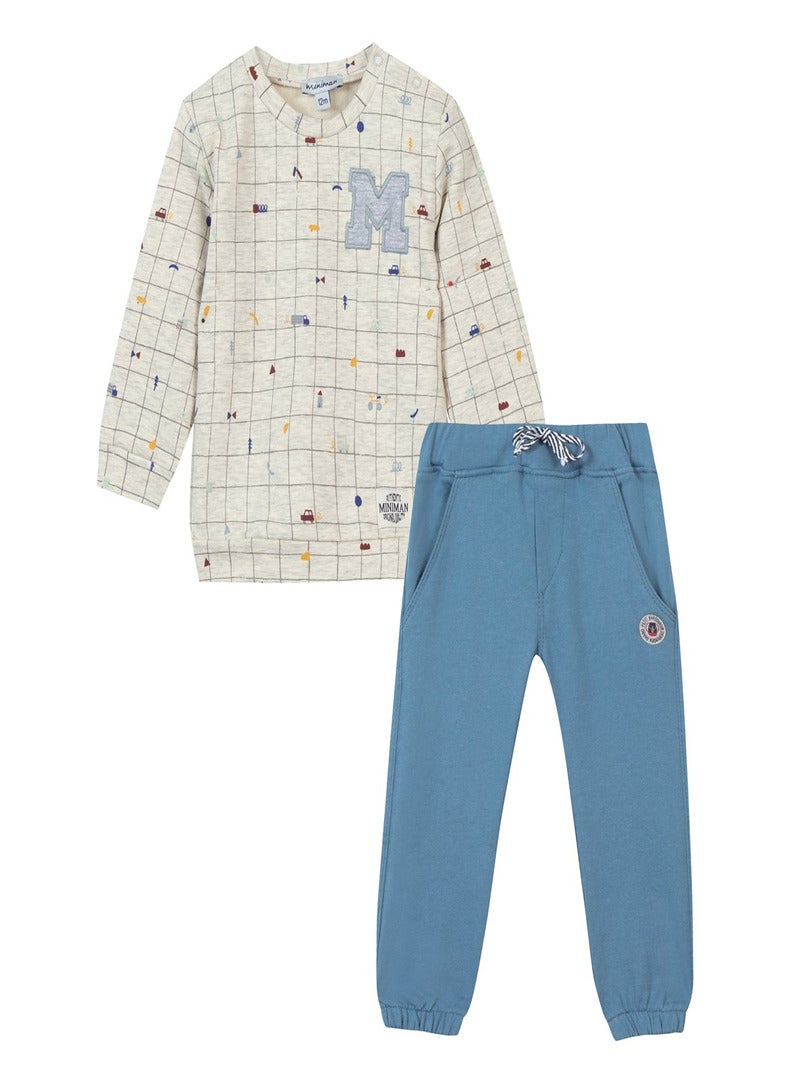 Ensemble 2 Pièces Sweat Et Pantalon Molleton Oeko-tex 'miniman' - Bleu ...