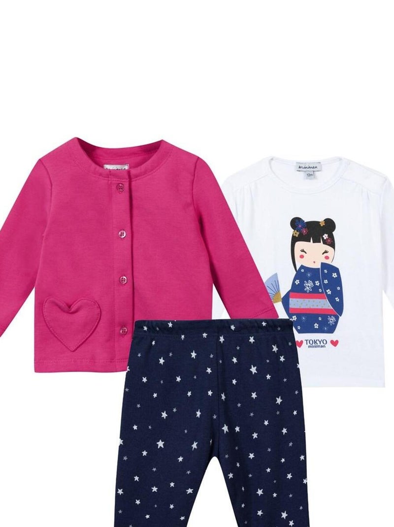 Ensemble 3 pièces Oeko-Tex t-shirt sweat et legging réversible 'Miniman ...