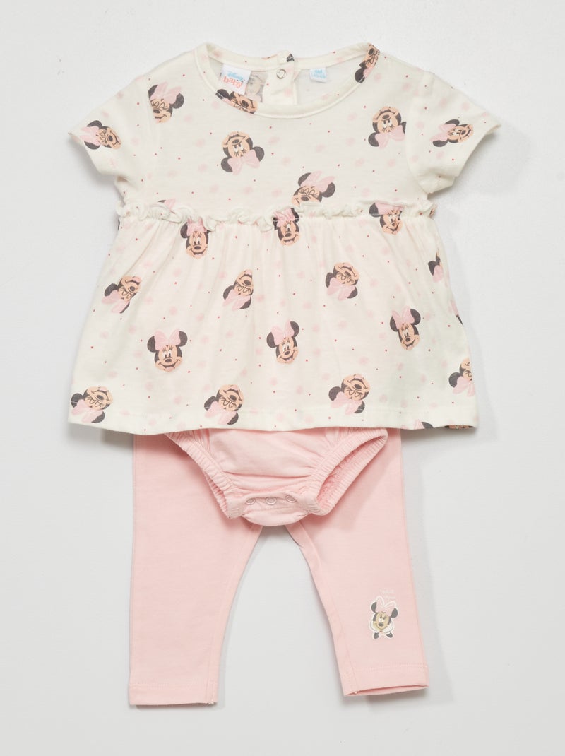 Ensemble body robe + legging - 2 pièces - beige/rose - 9.00€ - Kiabi