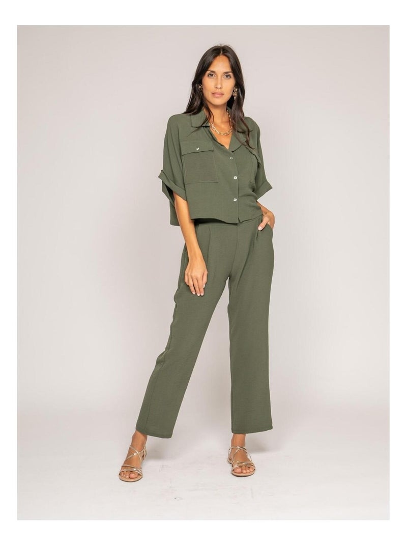 Ensemble chemisier + pantalon MARINA - Kaki - Femme - 0.00€ - Kiabi