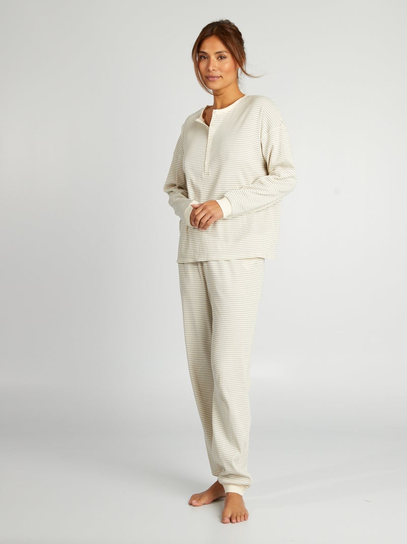 Ensemble de pyjama t-shirt + pantalon - 2 pièces - Blanc - Femme - 6.00€ - Kiabi