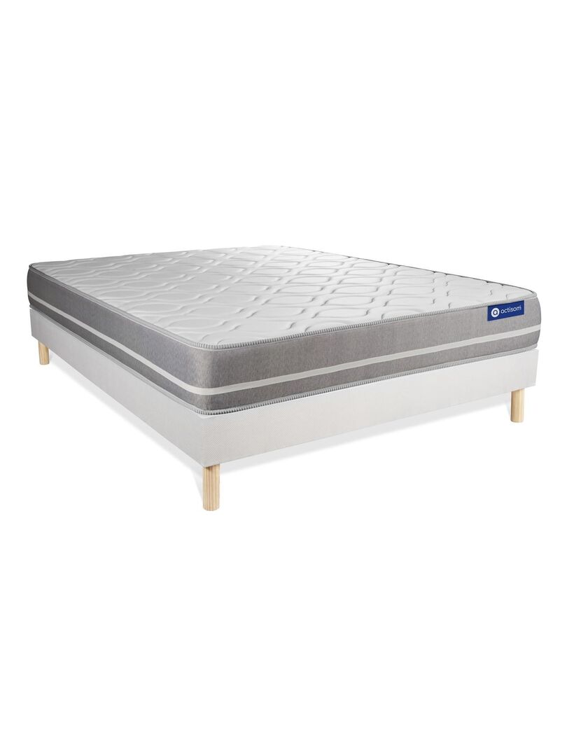 Ensemble Matelas Latex et mémoire de forme et Sommier tapissier en kit Blanc - Actilatex touch ...