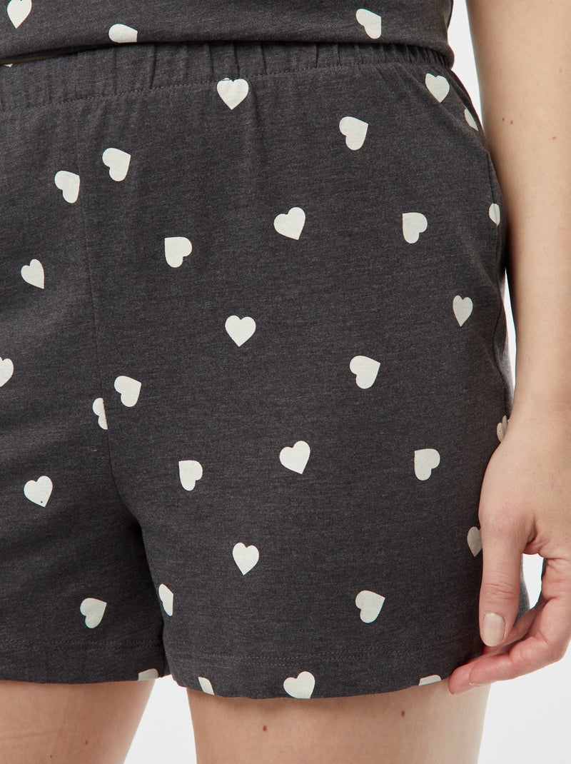 Ensemble pyjama - tee-shirt + short imprimé - Gris chiné - Femme - 8.00 ...