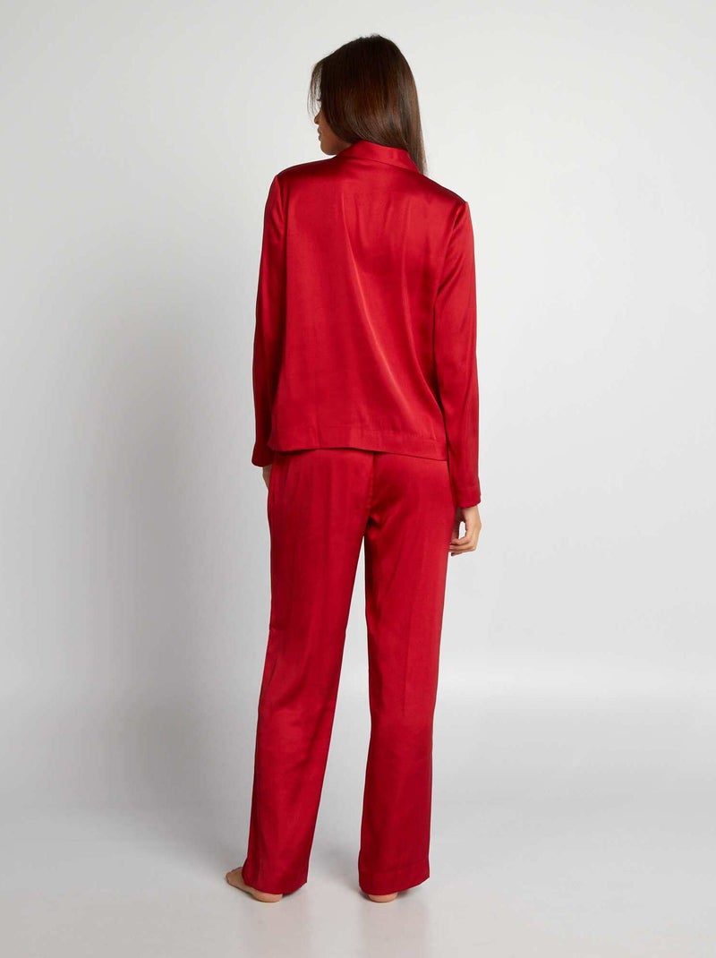 Ensemble pyjama long satiné - 2 pièces - Rouge - 20.00€ - Kiabi
