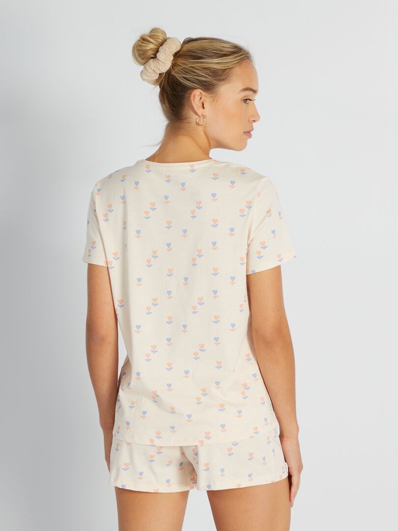 Ensemble pyjama short - Ecru - Kiabi - 10.00€