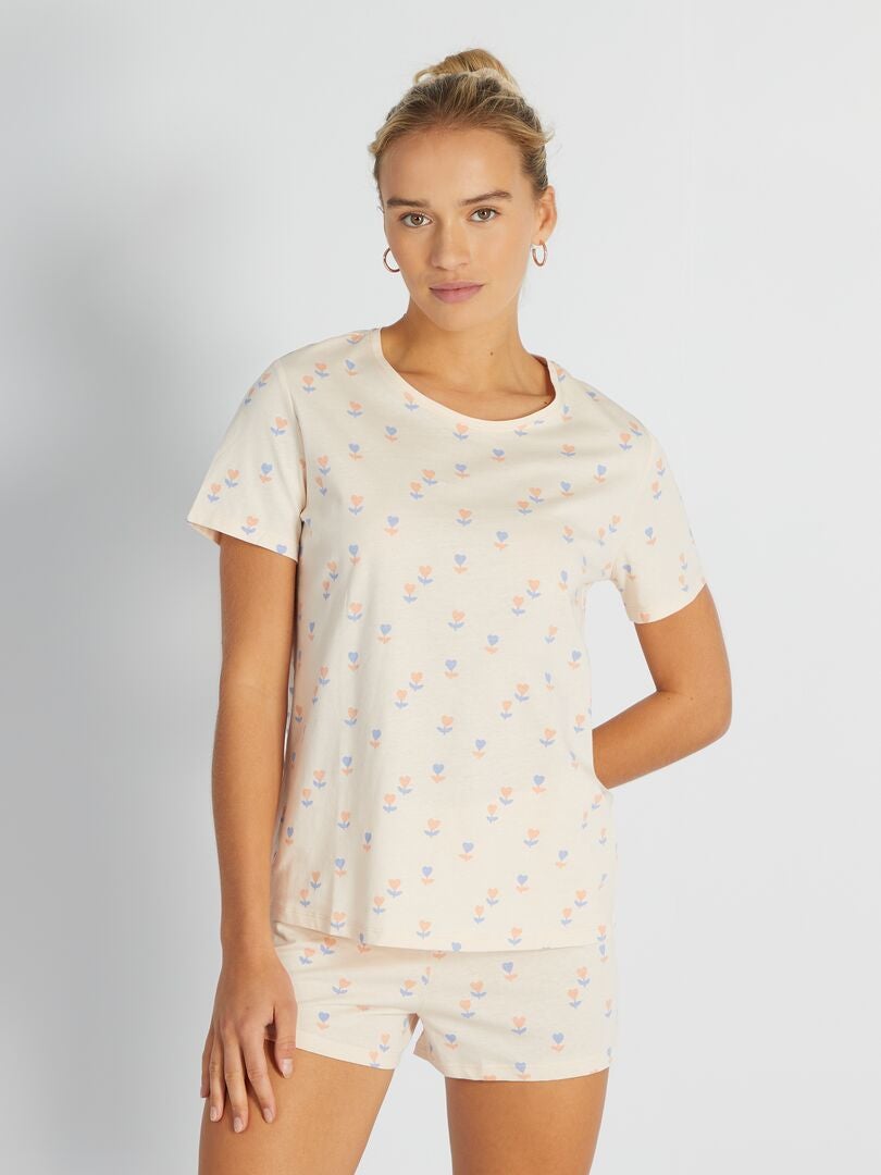 Ensemble pyjama short - Ecru - Kiabi - 10.00€