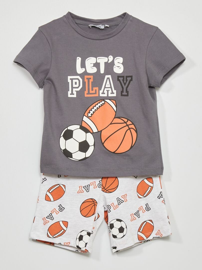 Ensemble pyjama t-shirt + short - 2 pièces - Gris - Kiabi - 6.50€