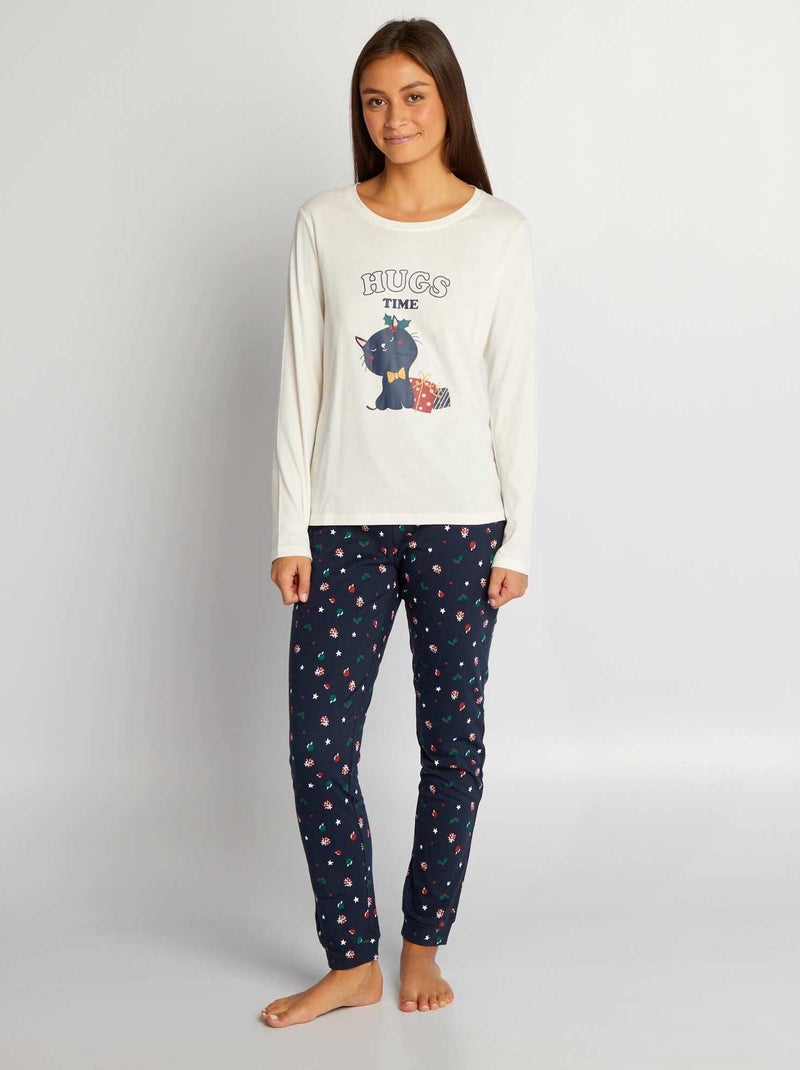 Ensemble pyjama t-shirt + sweat + pantalon - 3 pièces - Bleu/rouge - 28.00€ - Kiabi
