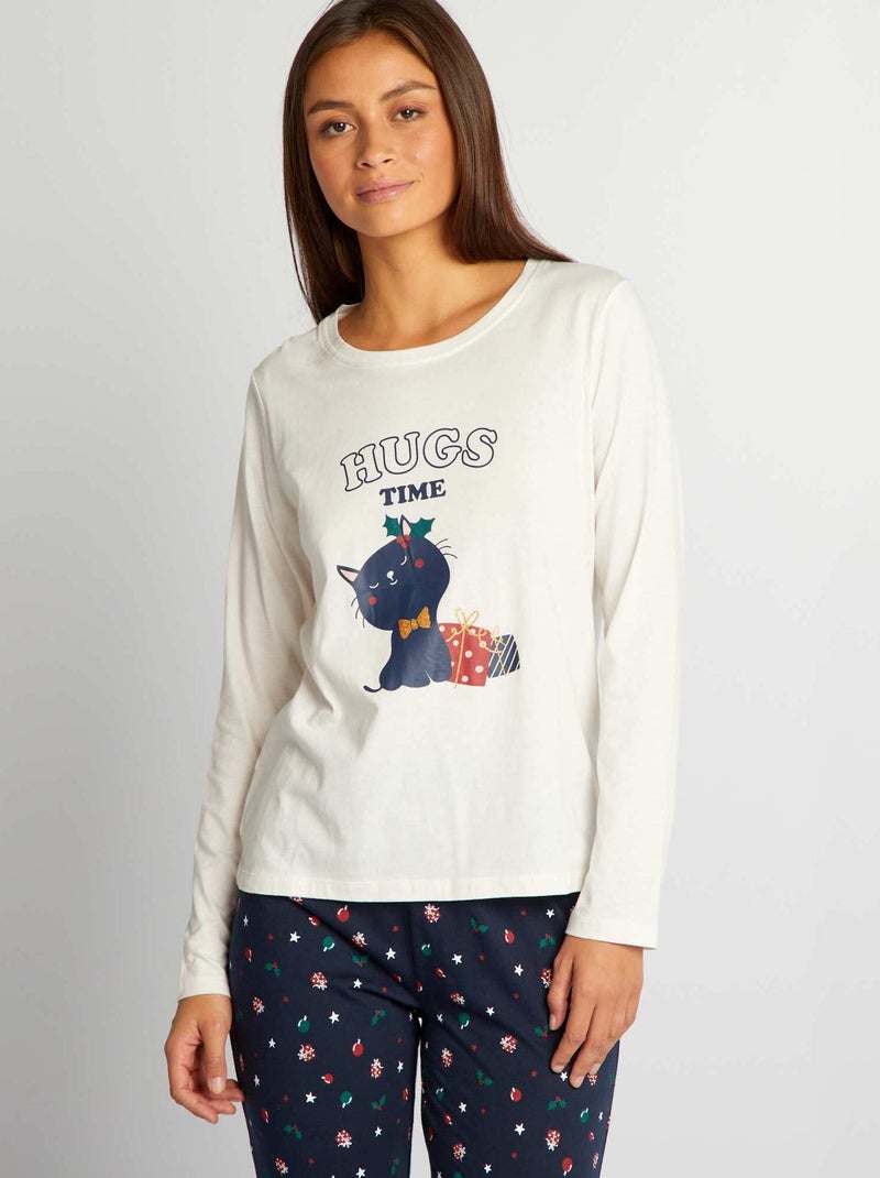 Ensemble pyjama t-shirt + sweat + pantalon - 3 pièces - Bleu/rouge - 28.00€ - Kiabi