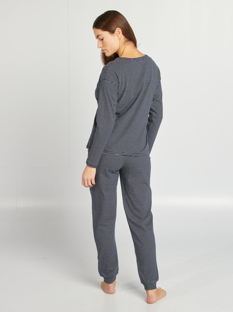 Ensemble pyjama tee-shirt + pantalon imprimé - Marine - Femme - 4.20 ...