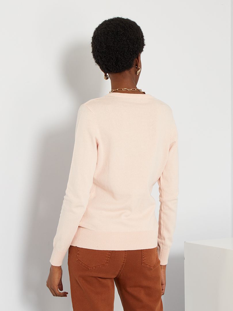 Gilet boutonné en maille - rose - Kiabi - 10.00€