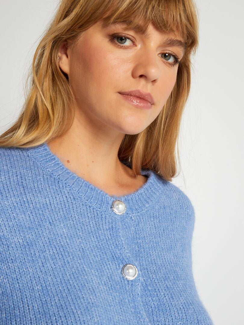 Gilet en maille avec ouverture boutonnée - Bleu - Kiabi - 20.00€