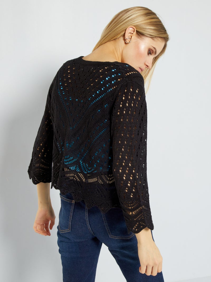 Gilet en maille crochet 'JDY' - noir - Kiabi - 10.00€