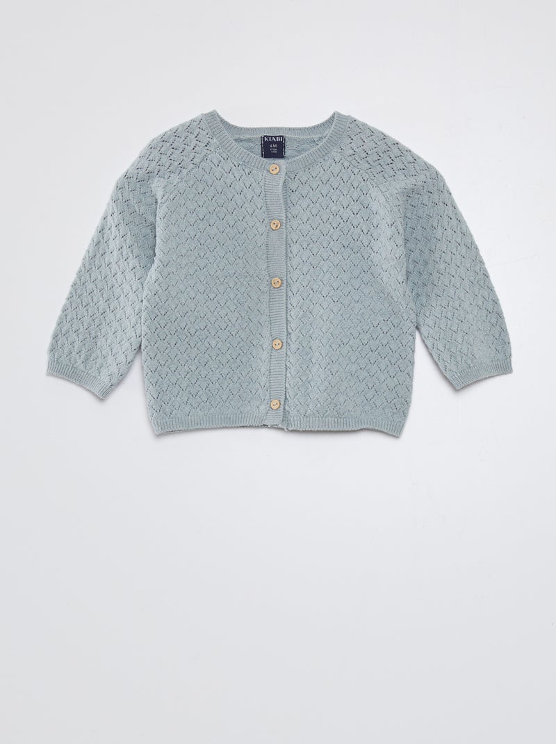 Gilet en maille fantaisie - BLEU - Kiabi - 10.00€