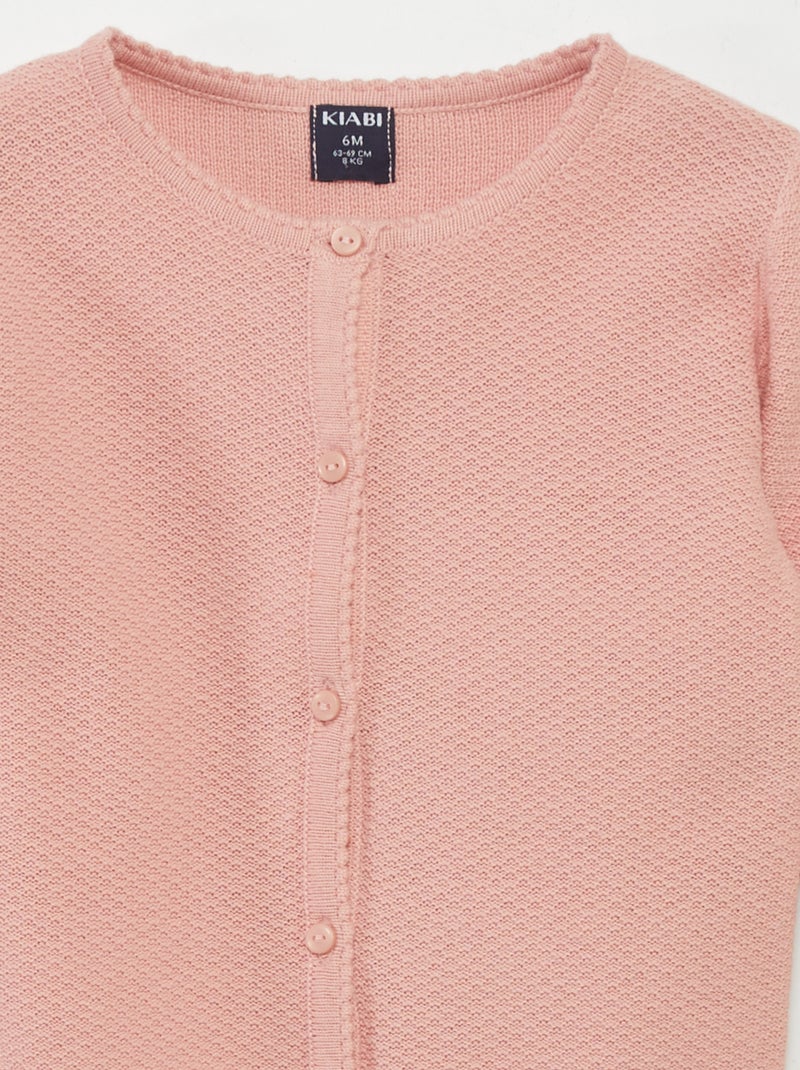 Gilet en maille fantaisie - Rose - Bébé fille - 7.00€ - Kiabi
