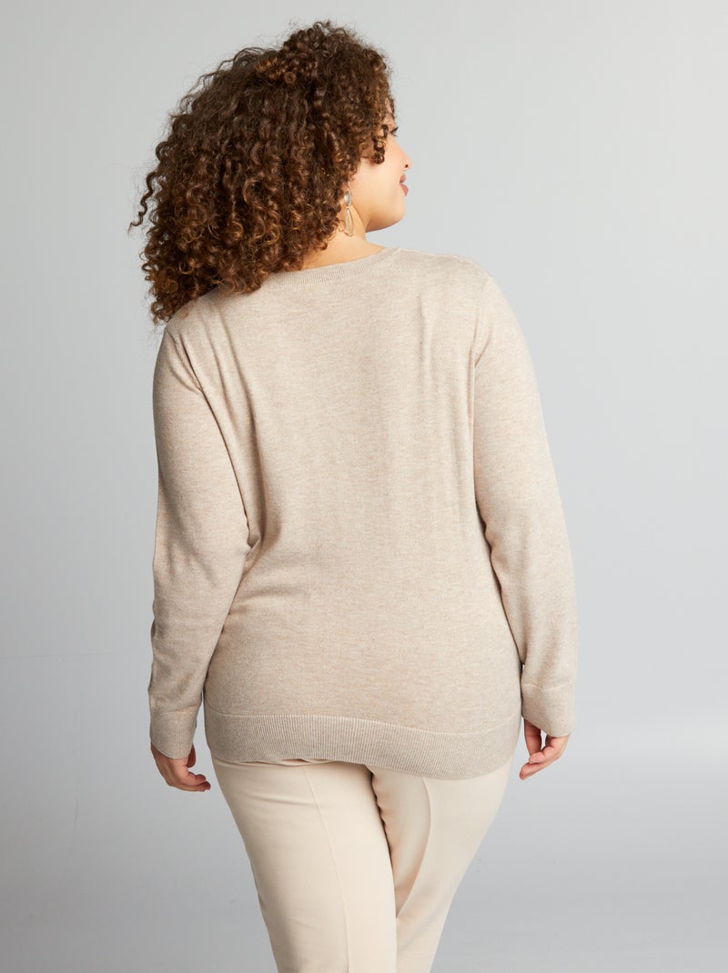 Gilet en maille fine - Beige - Kiabi - 13.00€