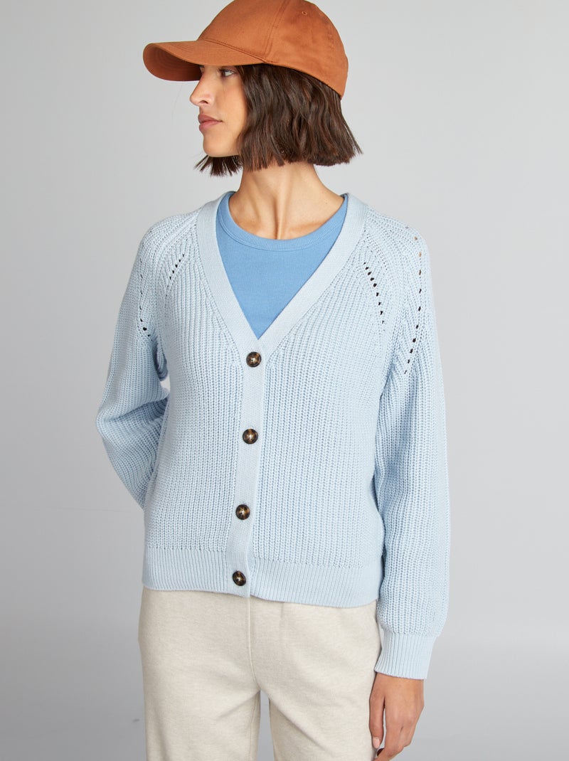 Gilet en maille grosse jauge - Bleu - Femme - 6.00€ - Kiabi