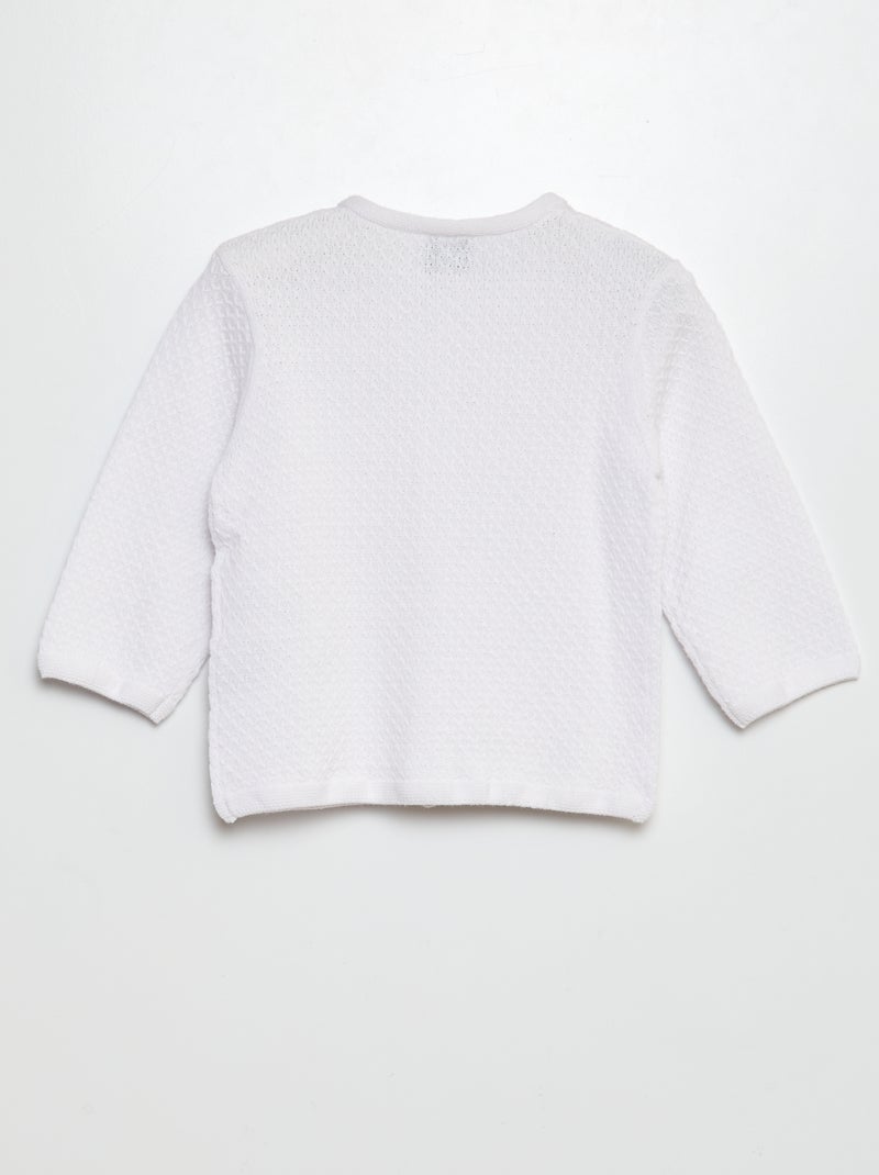 Gilet en maille point mousse - blanc - Bébé fille - 2.40€ - Kiabi