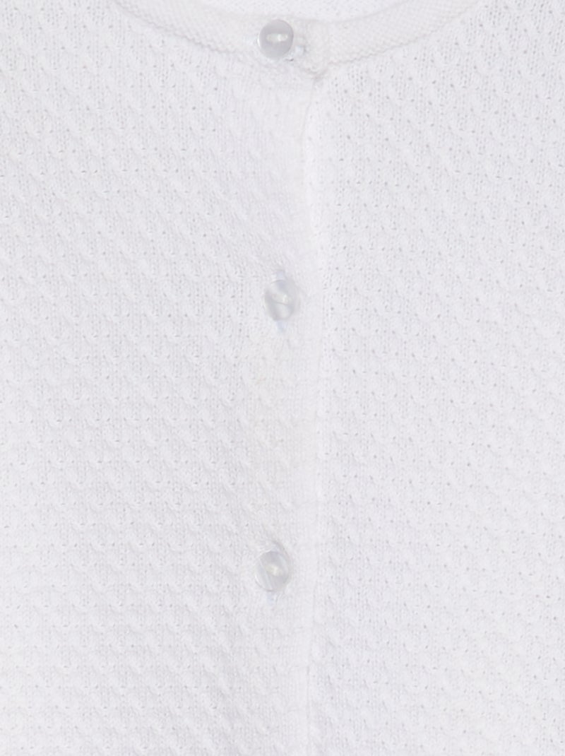Gilet en maille point mousse - blanc - Bébé fille - 2.40€ - Kiabi