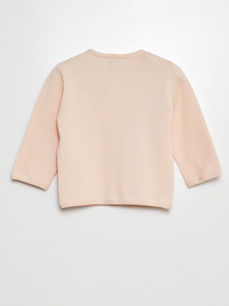 Gilet en maille point mousse - ROSE - Bébé fille - 4.00€ - Kiabi