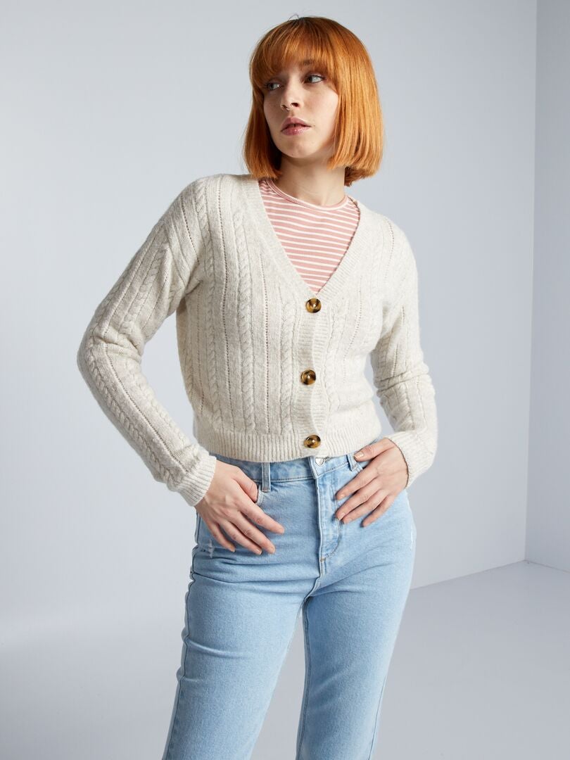 Gilet en maille torsadée - Beige - Kiabi - 15.00€