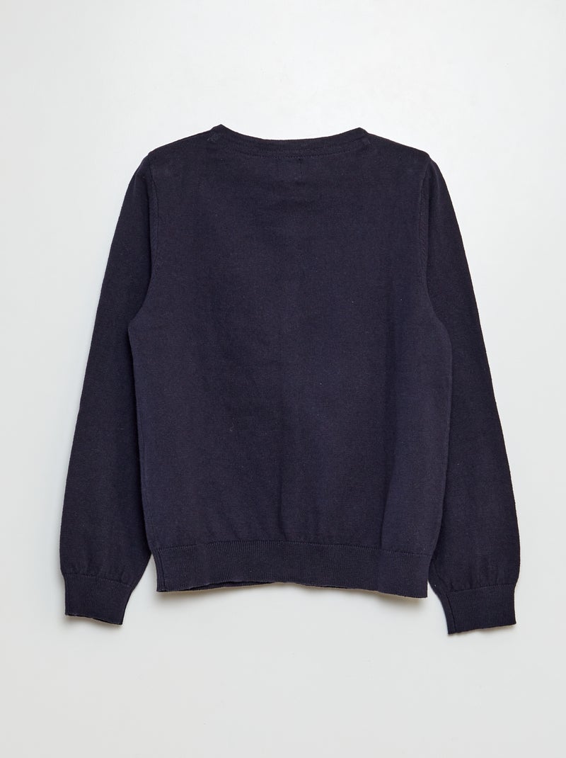 Gilet en maille unie - BLEU - Fille - 8.00€ - Kiabi