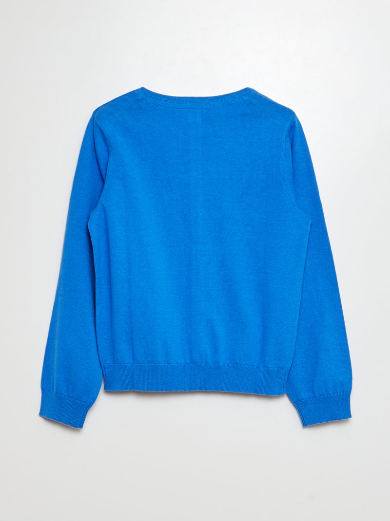 Gilet en maille unie - Bleu - Fille - 8.00€ - Kiabi