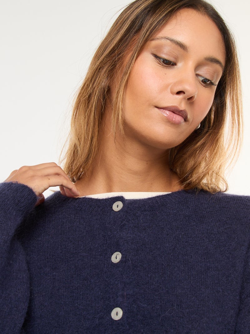 Gilet en mohair et laine mélangé - Bleu - Femme - 30.00€ - Kiabi