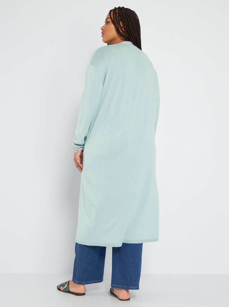 Gilet long en maille - Bleu - Kiabi - 25.00€