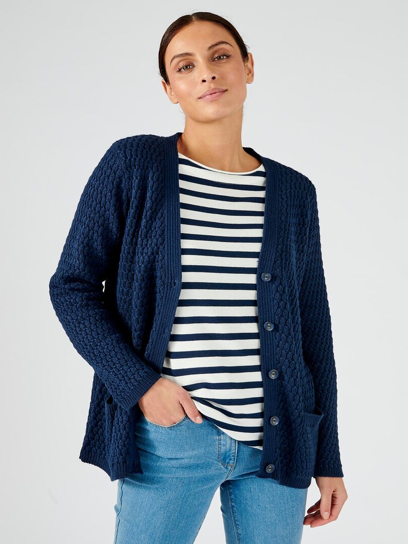 Gilet maille fantaisie - Damart - Bleu marine - Kiabi - 39.99€