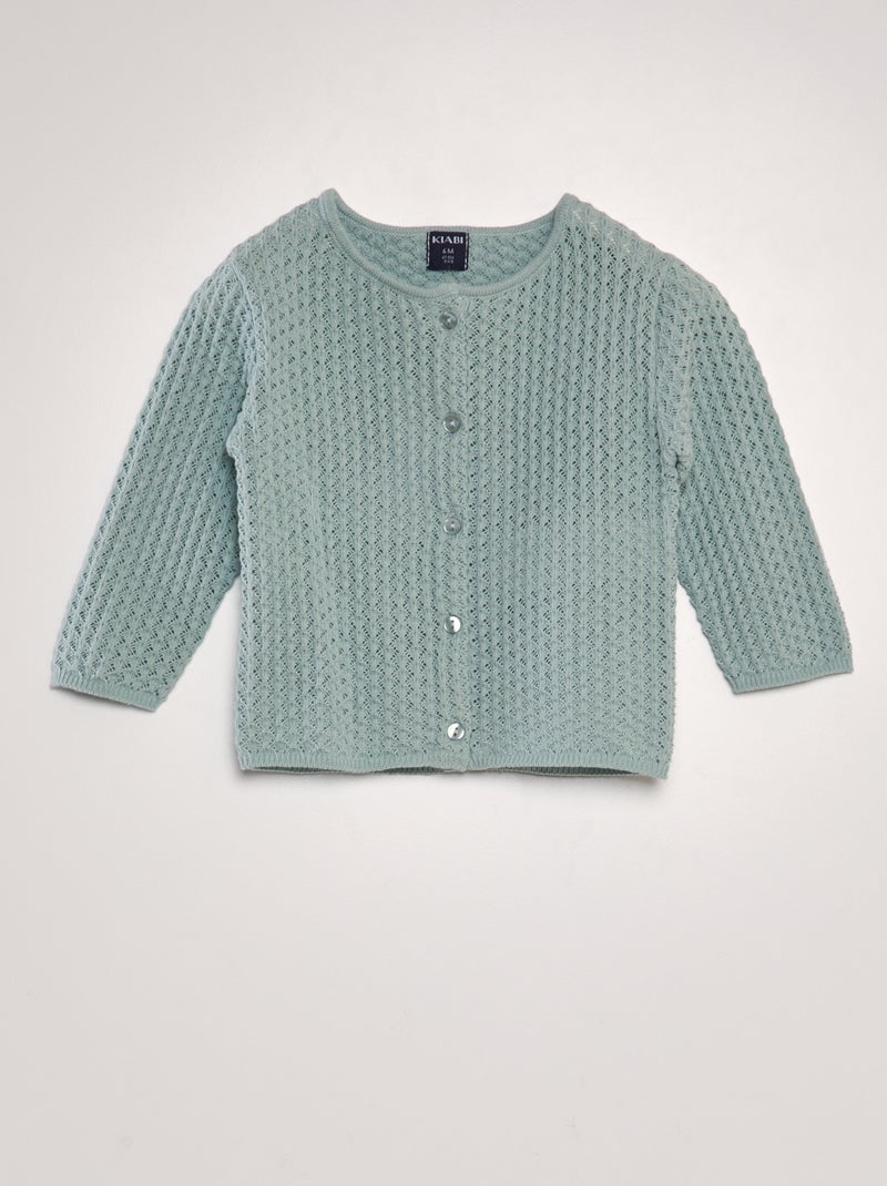 Gilet maille fantaisie - Bleu - Kiabi - 8.00€