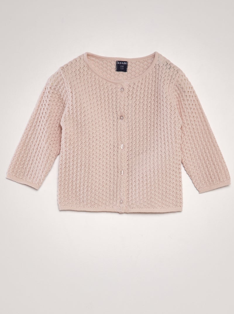 Gilet maille fantaisie - Rose - Kiabi - 8.00€