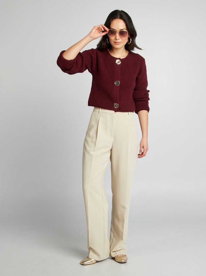 Gilet maille grosse jauge et gros boutons - Rouge - Femme - 6.60€ - Kiabi