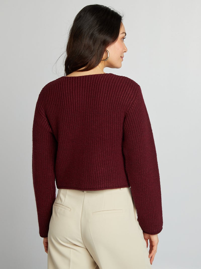 Gilet maille grosse jauge et gros boutons - Rouge - Femme - 6.60€ - Kiabi