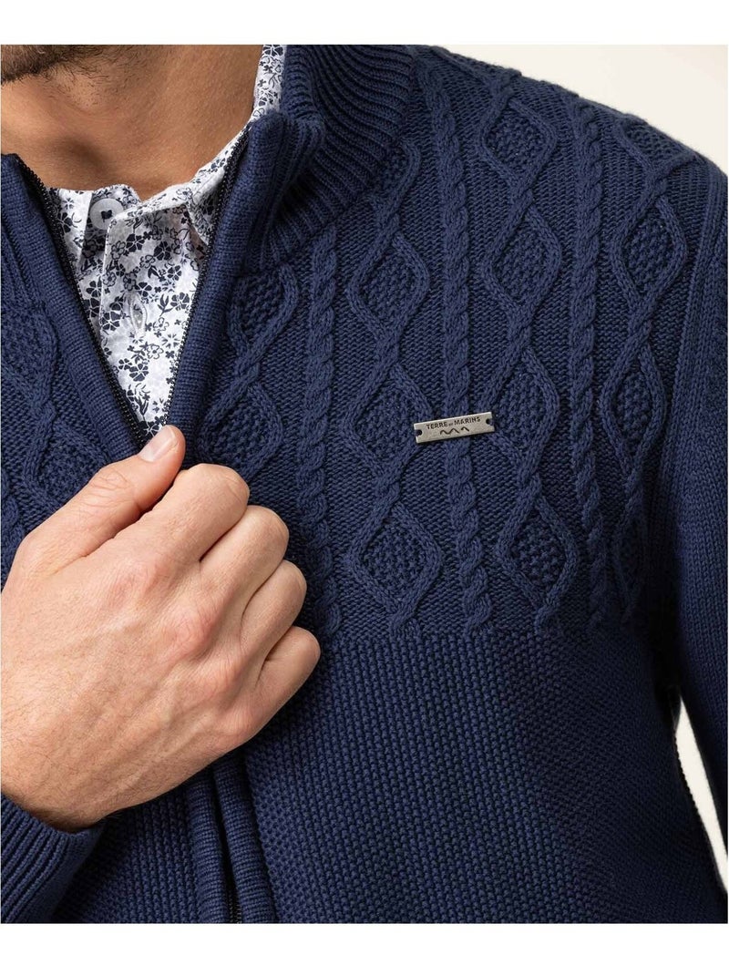 Gilet rayé blanc et bleu marine Fille - Terre de Marins - Bleu - Kiabi - 28.00€