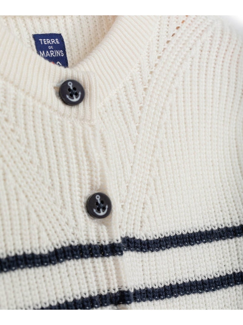 Gilet rayé blanc et bleu marine Fille - Terre de Marins - Bleu - Kiabi - 28.00€