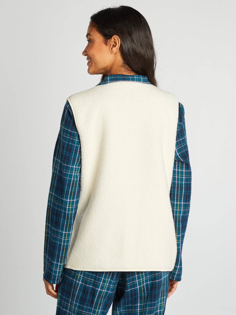 Gilet sans manches moutonné - Blanc - Kiabi - 4.50€